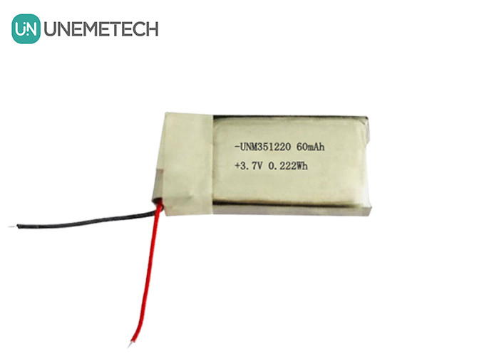 3.7V 60mAh Ultra Small Rechargeable Lipo Battery 351220 For Wearable ...